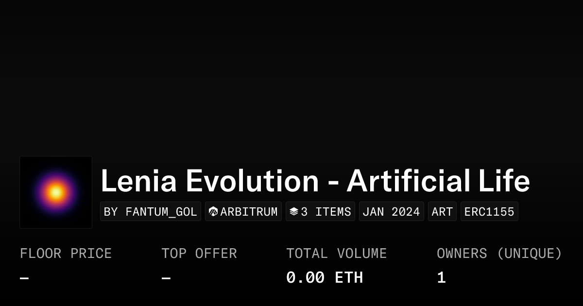 Lenia Evolution - Artificial Life - Collection | OpenSea