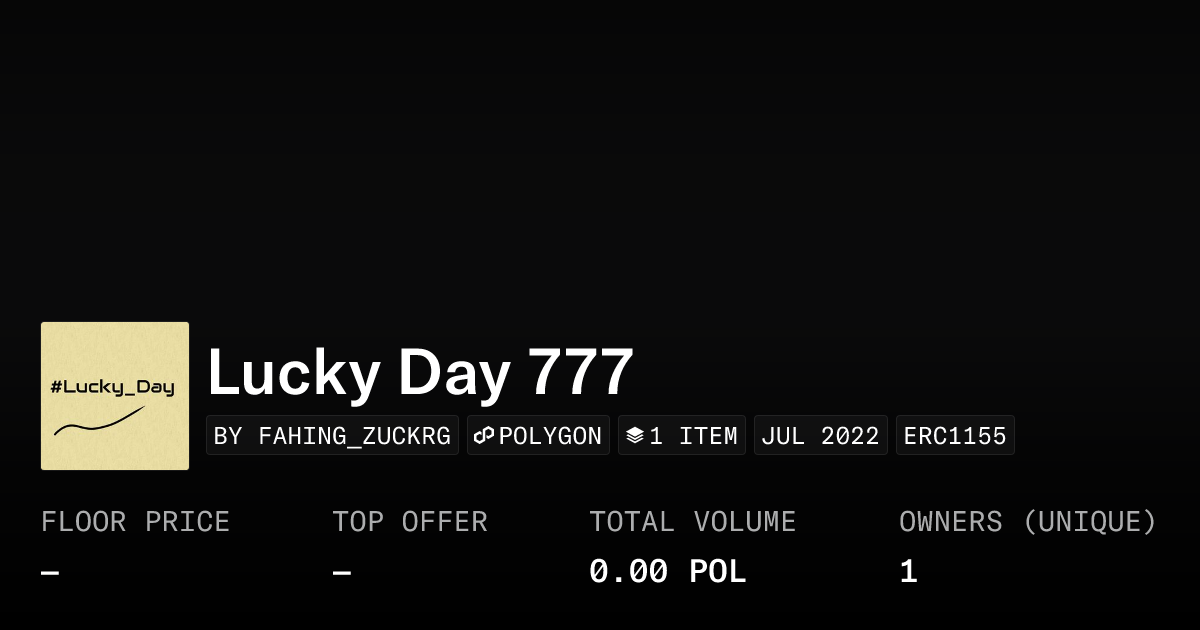 Lucky Day 777 - Collection | OpenSea