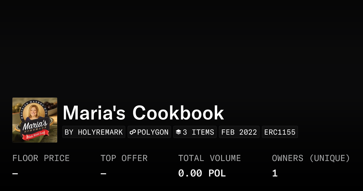 Maria's Cookbook - Collection | OpenSea