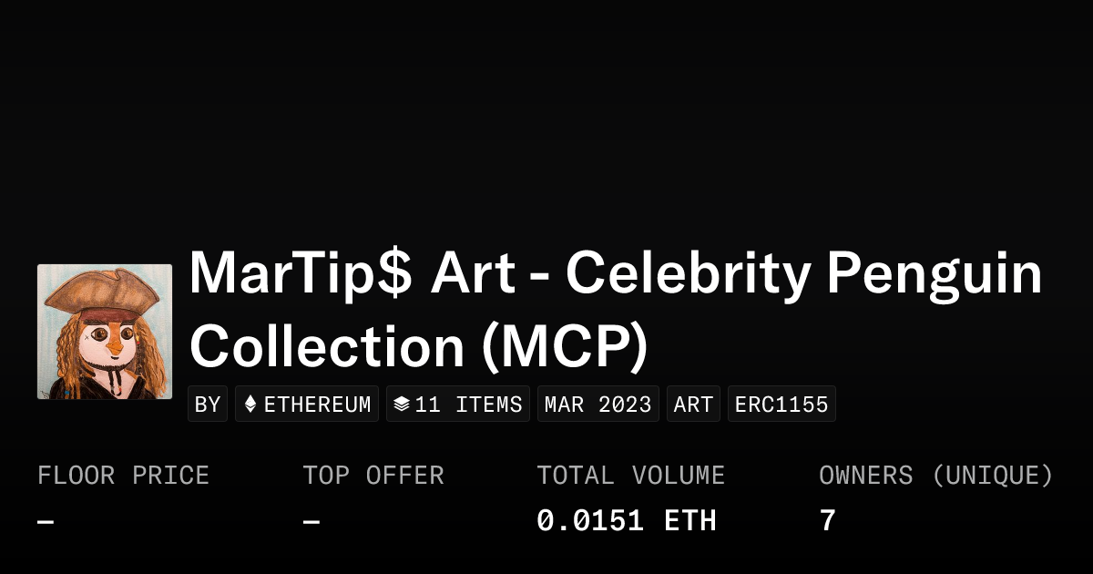 MarTip$ Art - Celebrity Penguin Collection (MCP) - Collection | OpenSea