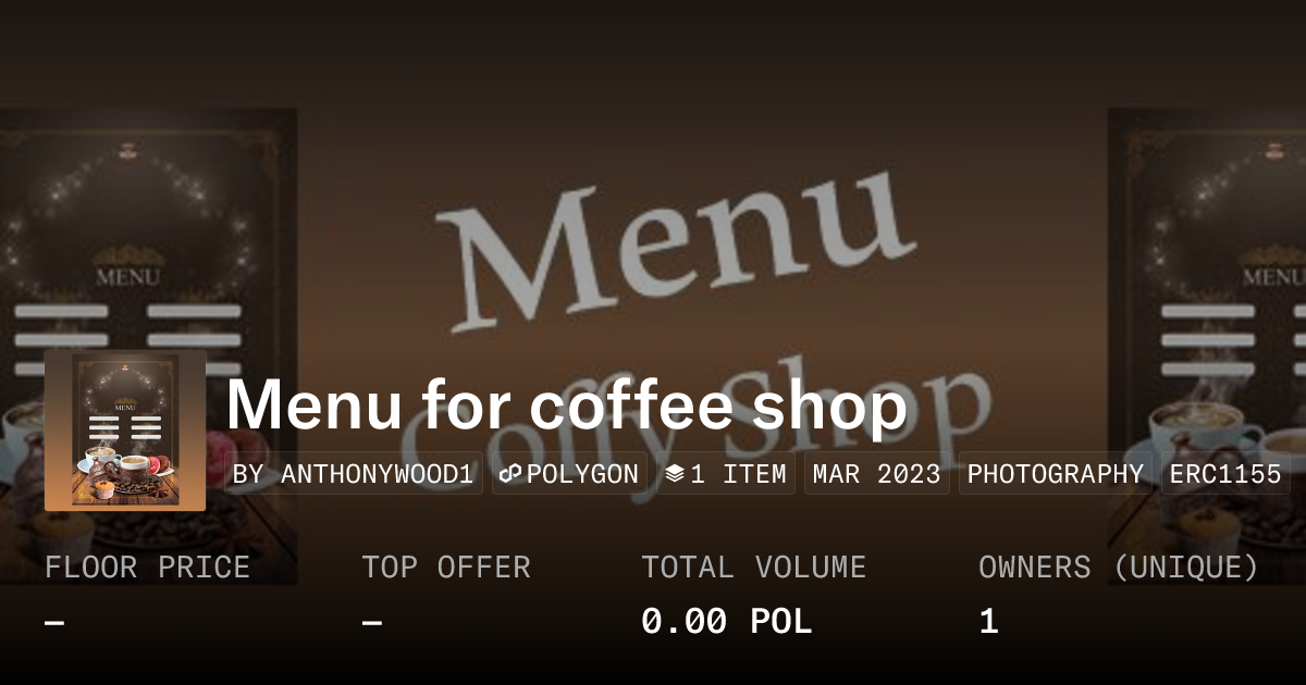 Menu for coffee shop - Collection | OpenSea