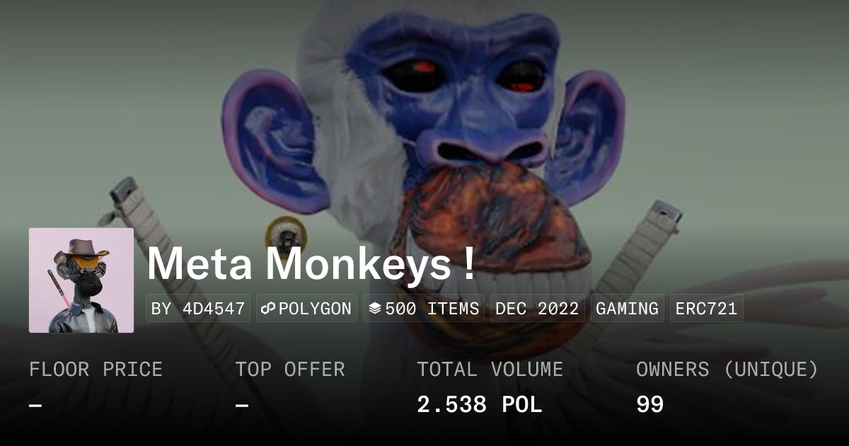 Meta Monkeys ! - Collection | OpenSea