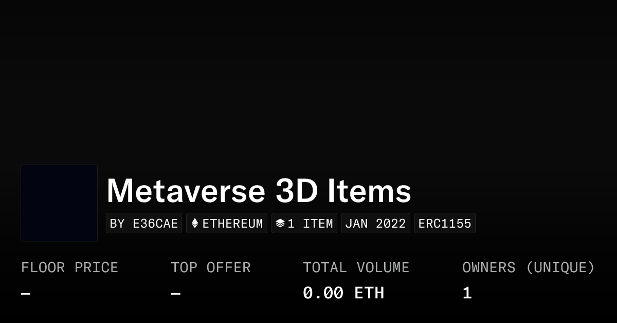 Metaverse 3D Items - Collection | OpenSea