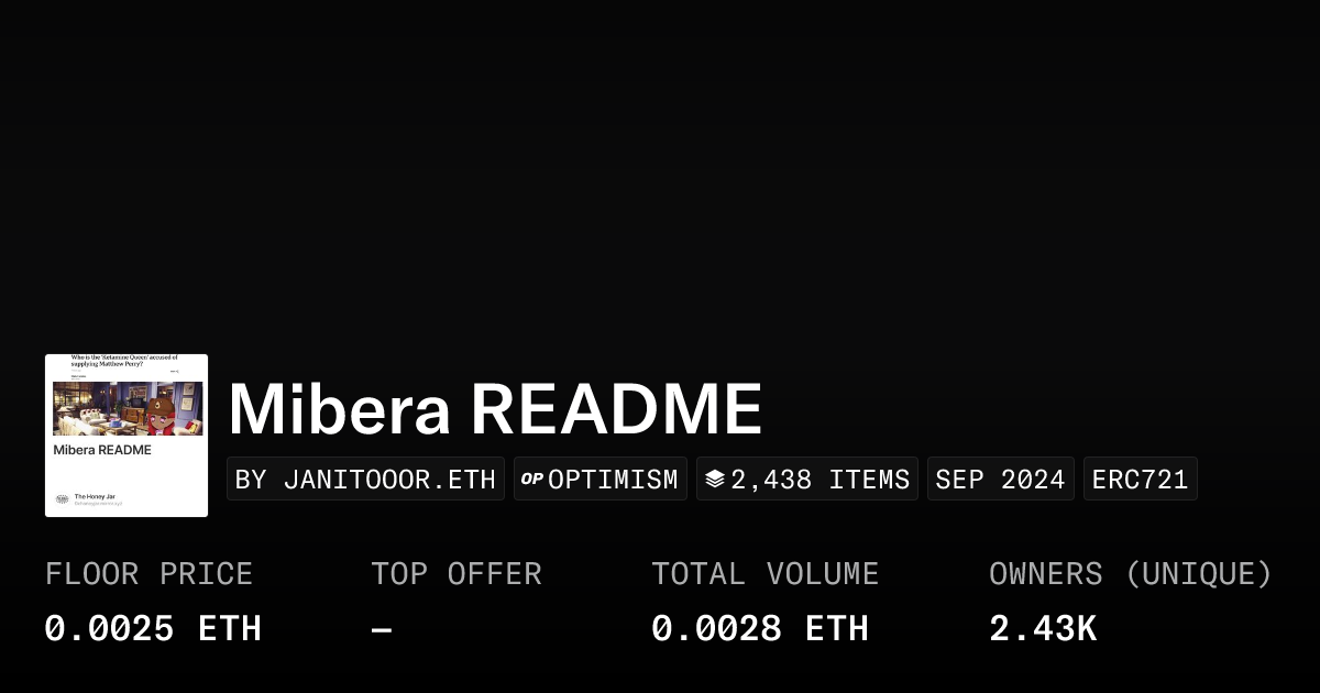 Mibera README - Collection | OpenSea