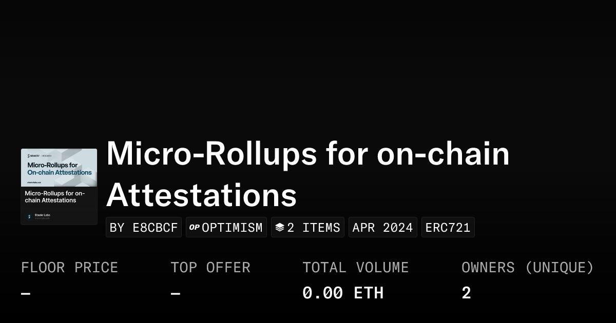 Micro-Rollups for on-chain Attestations - Collection | OpenSea