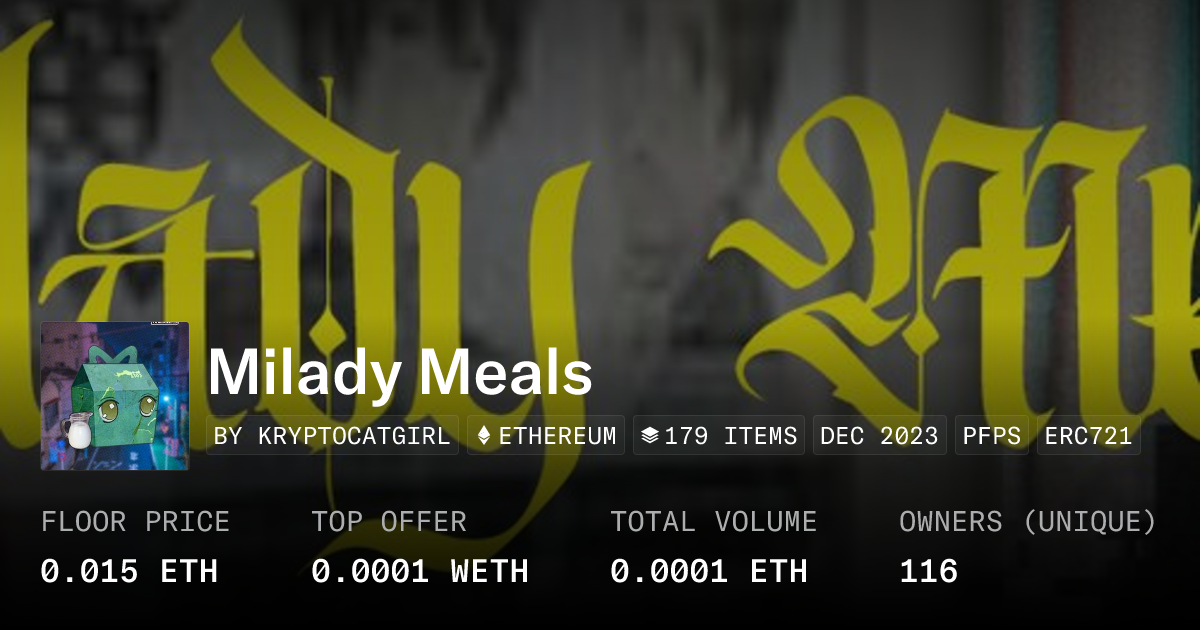 Milady Meals - Collection | OpenSea