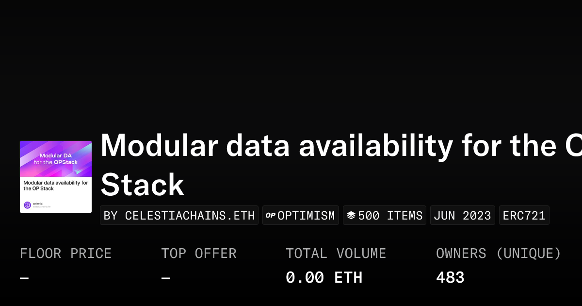 Modular data availability for the OP Stack - Collection | OpenSea