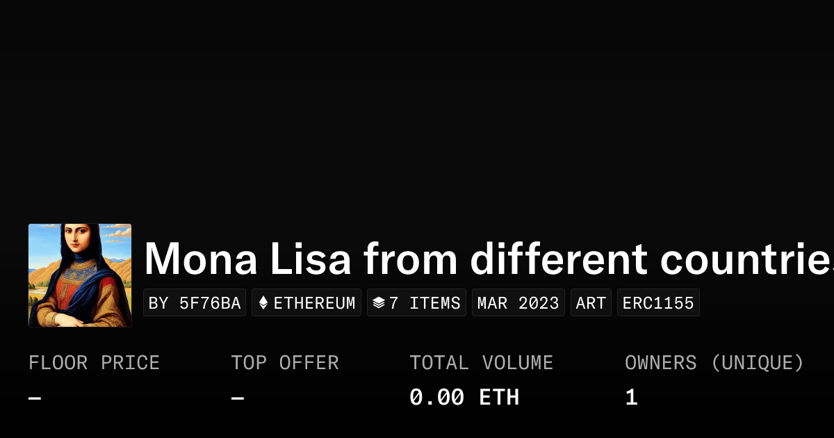 Mona Lisa from different countries - Collection | OpenSea