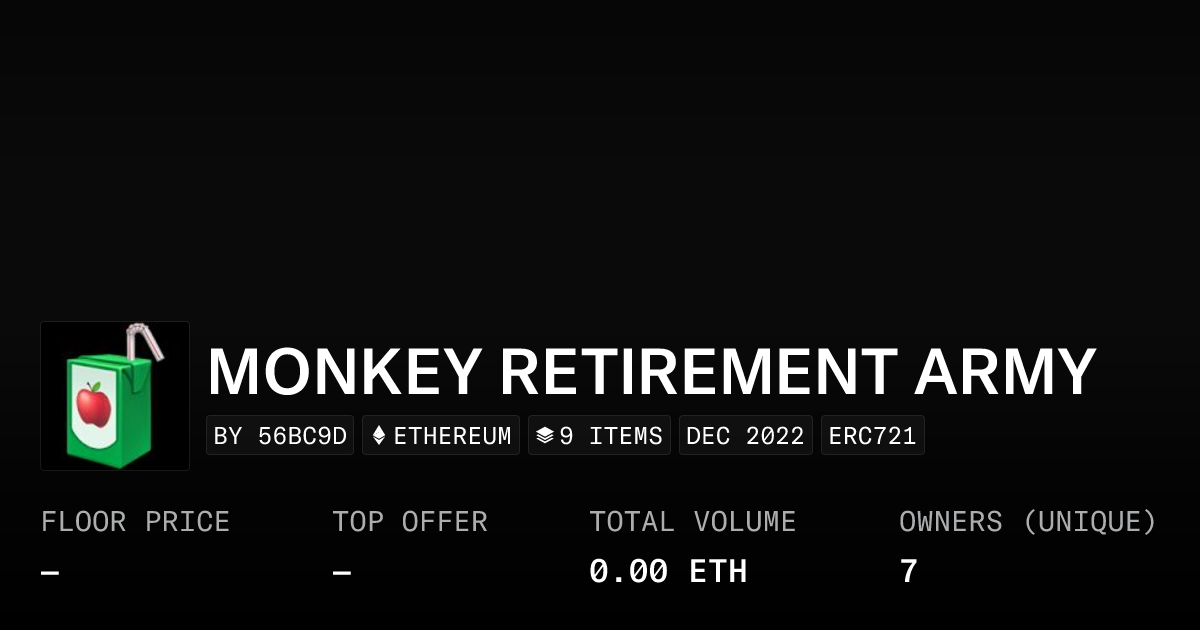 MONKEY RETIREMENT ARMY - Collection | OpenSea