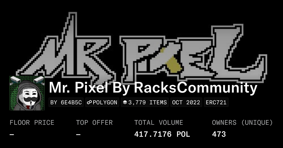 Mr. Pixel By RacksCommunity - Collection | OpenSea