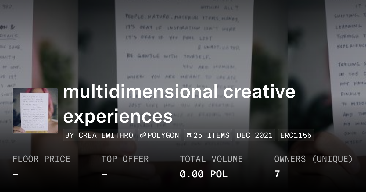 multidimensional creative experiences - Collection | OpenSea
