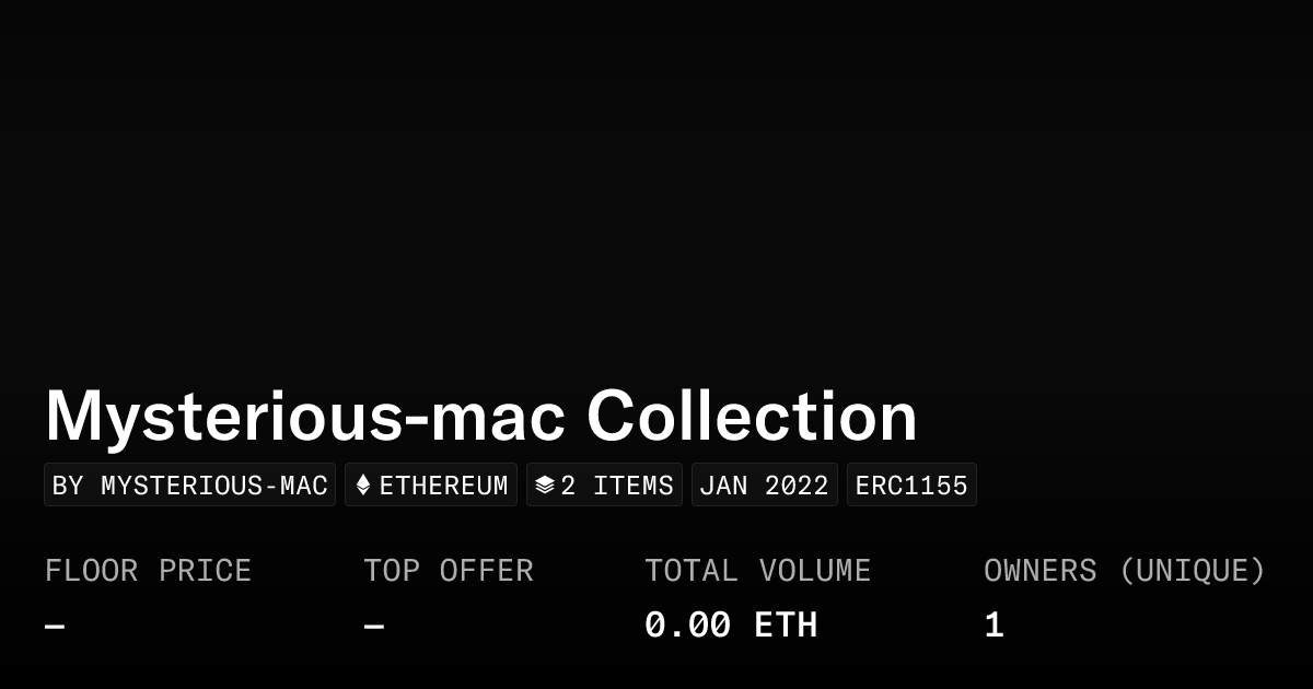 Mysterious-mac Collection - Collection | OpenSea