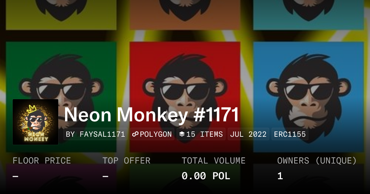 Neon Monkey #1171 - Collection | OpenSea