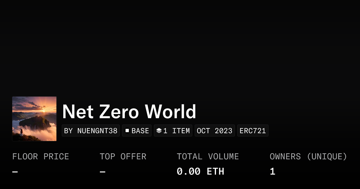 Net Zero World - Collection | OpenSea