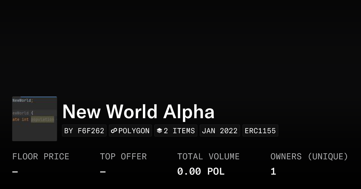 New World Alpha - Collection | OpenSea