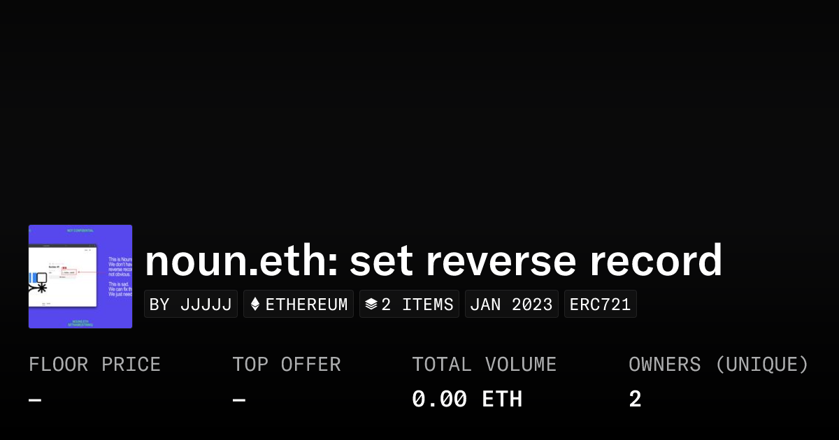 noun.eth: set reverse record - Collection | OpenSea