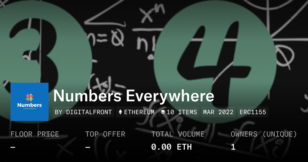 Numbers Everywhere - Collection | OpenSea