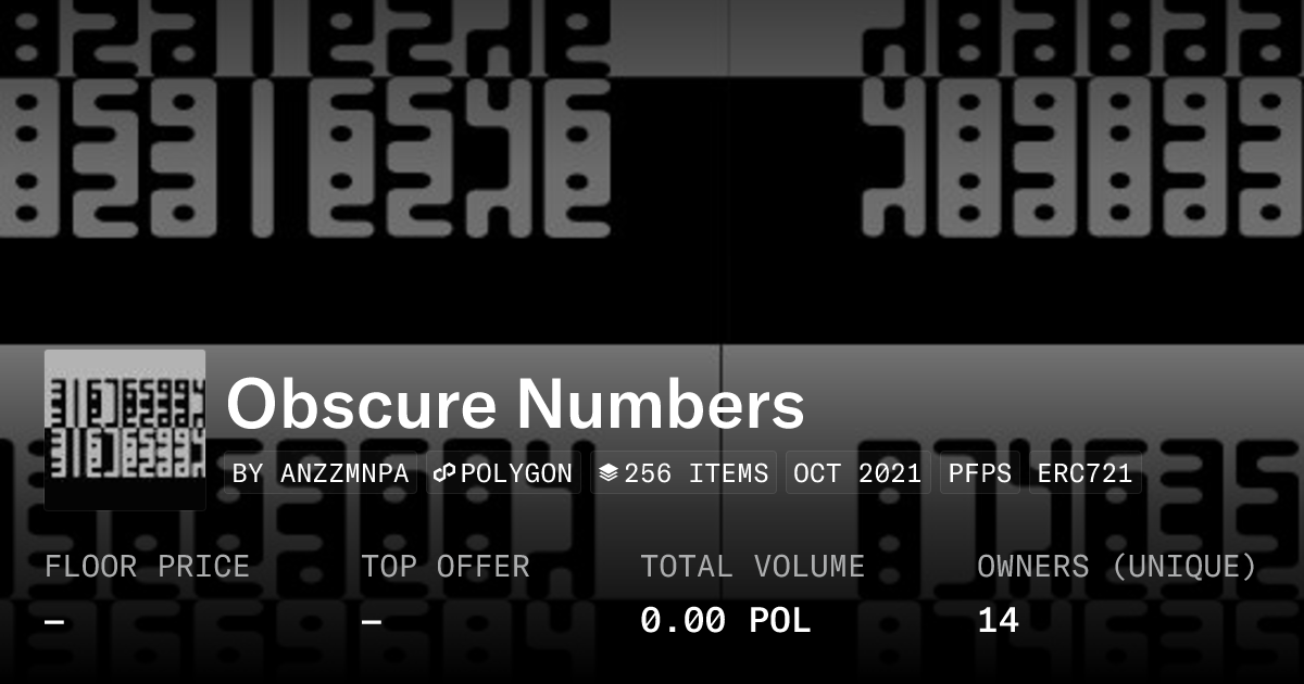 Obscure Numbers - Collection | OpenSea