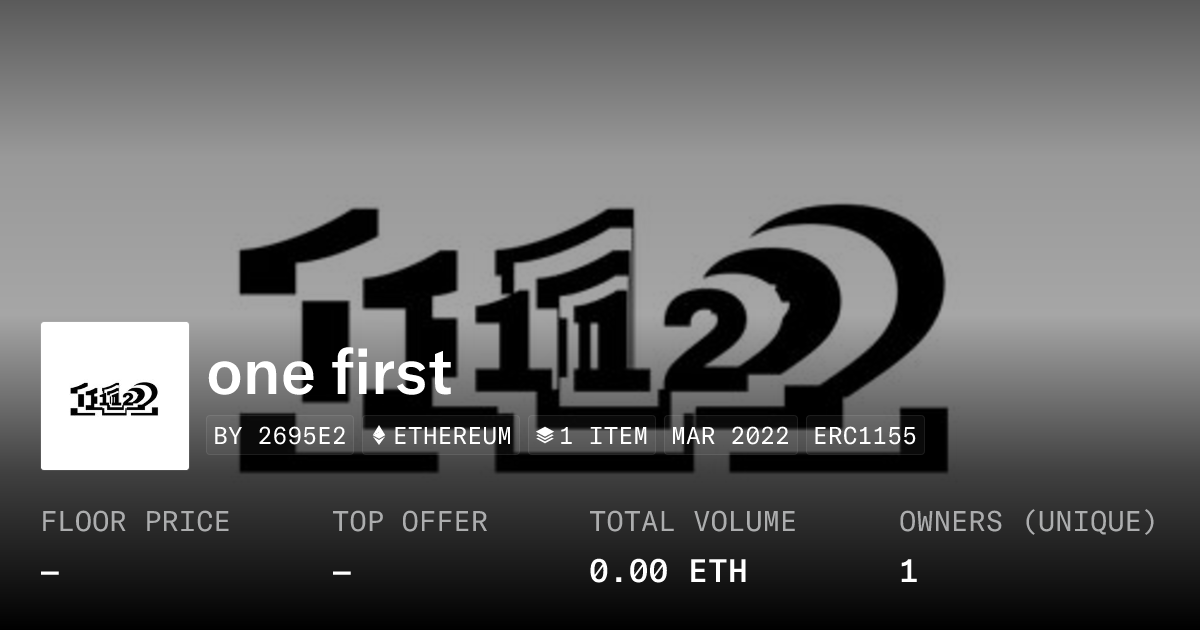 one first - Collection | OpenSea