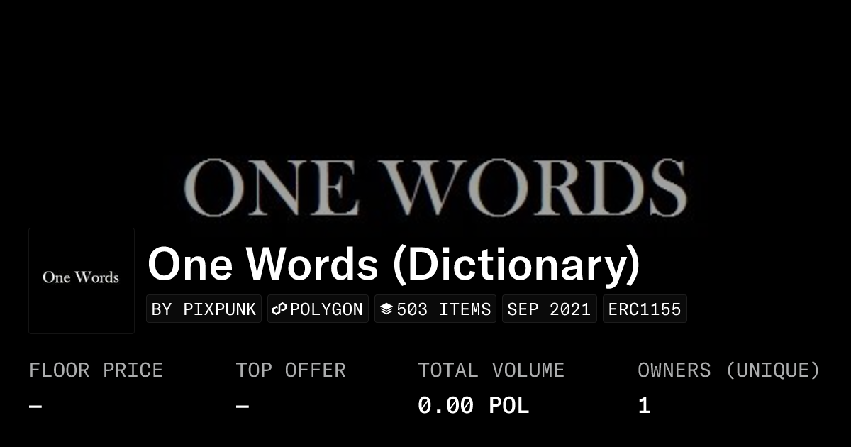 One Words (Dictionary) - Collection | OpenSea