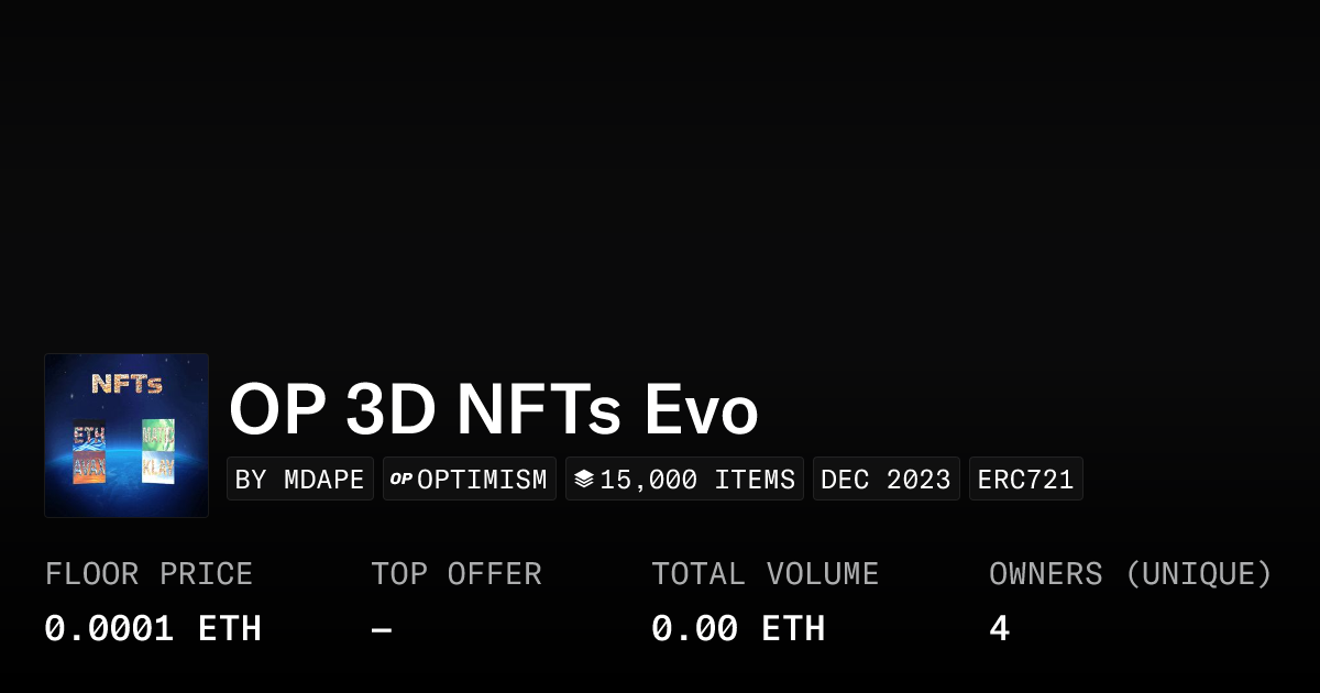 OP 3D NFTs Evo - Collection | OpenSea