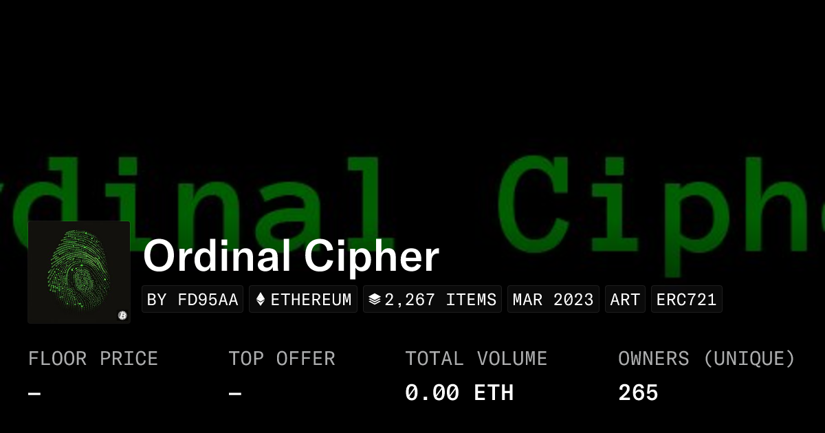 Ordinal Cipher - Collection | OpenSea