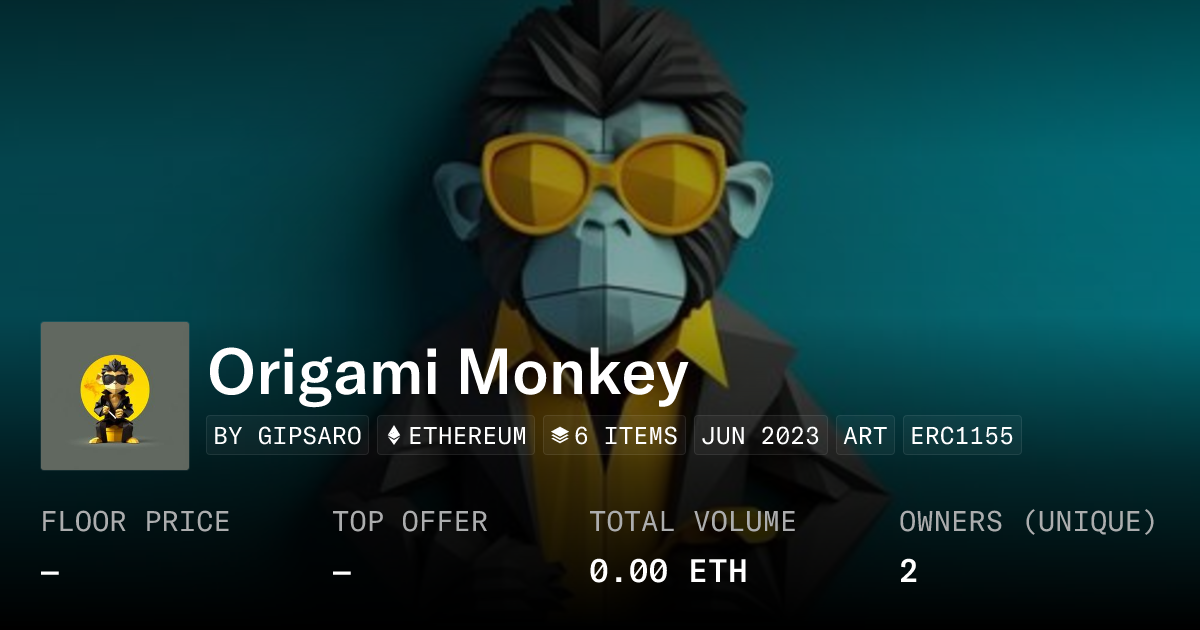 Origami Monkey - Collection | OpenSea