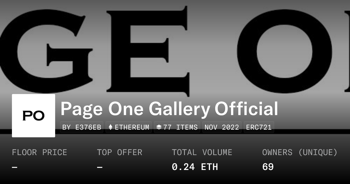Page One Gallery Official - Collection | OpenSea
