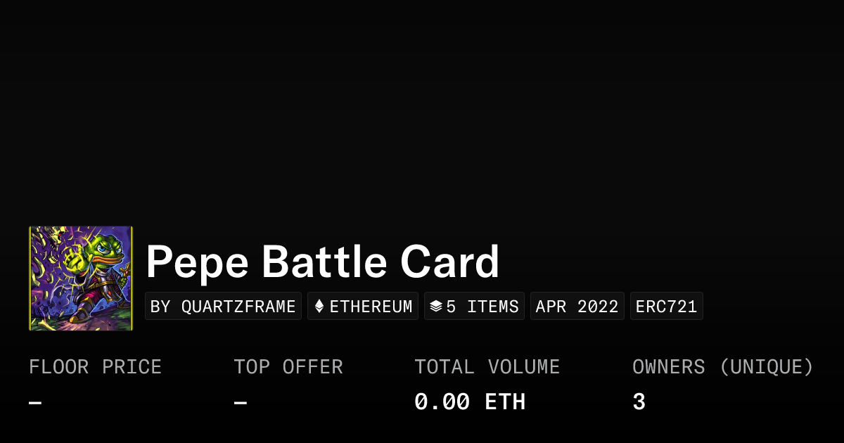 Pepe Battle Card - Collection | OpenSea