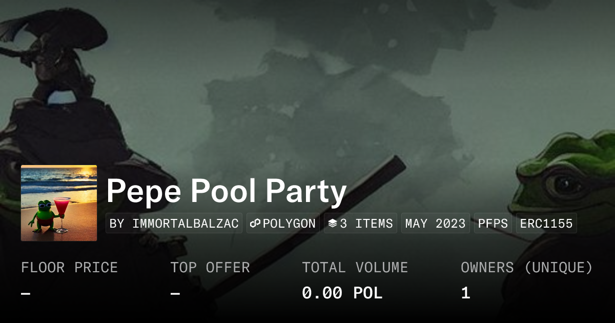 Pepe Pool Party - Collection | OpenSea
