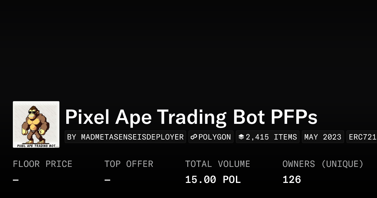 Pixel Ape Trading Bot PFPs - Collection | OpenSea
