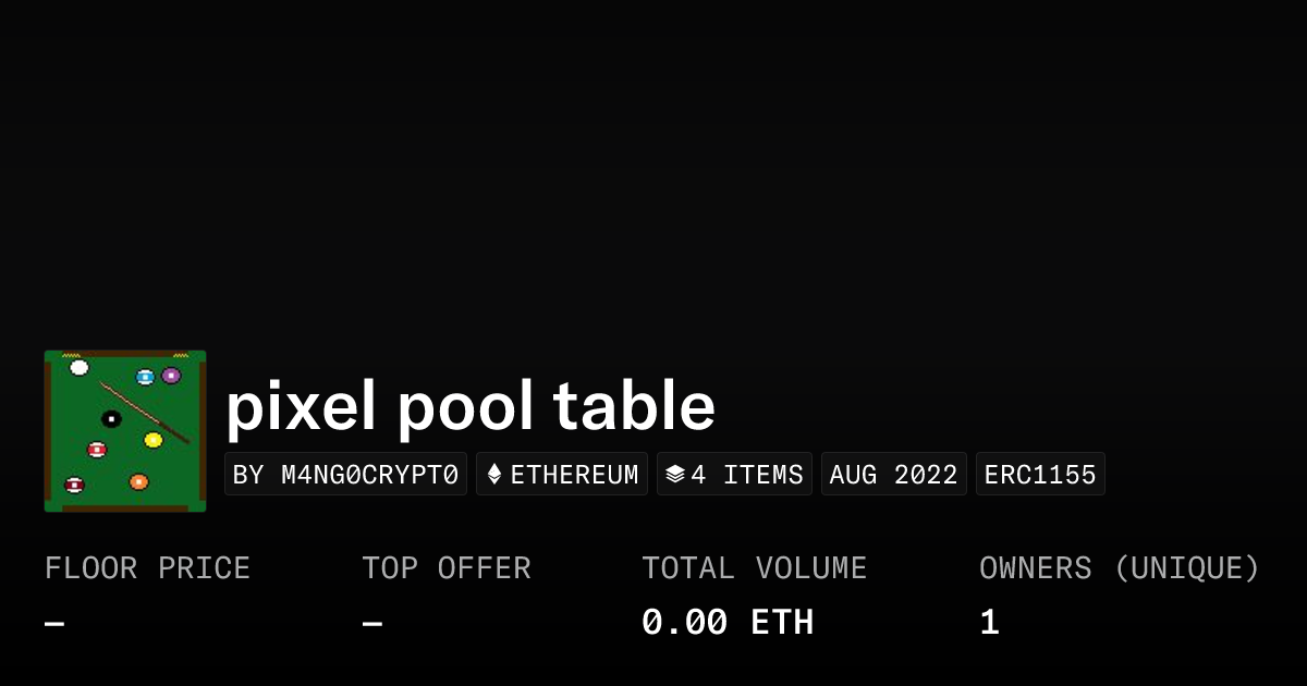 pixel pool table - Collection | OpenSea