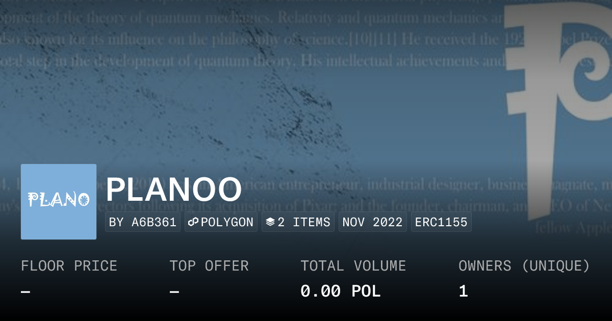 PLANOO - Collection | OpenSea