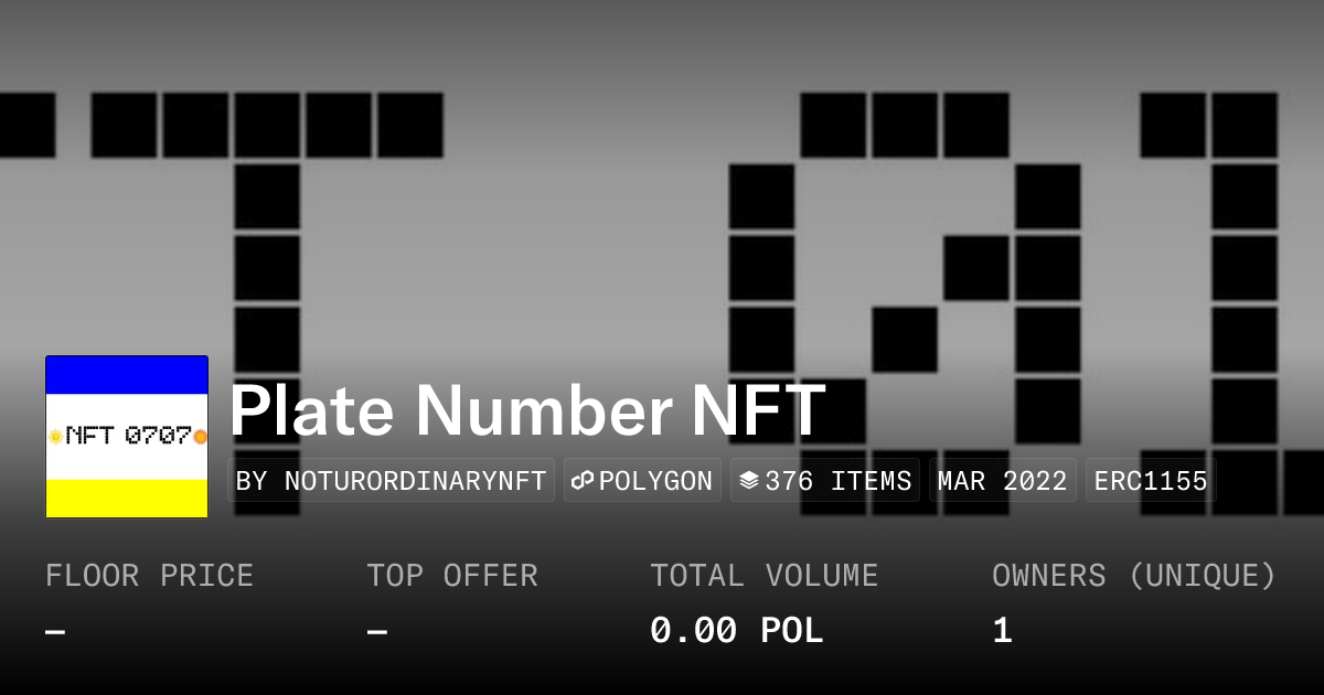 Plate Number NFT - Collection | OpenSea
