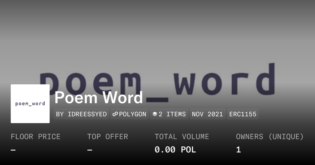 Poem Word - Collection | OpenSea