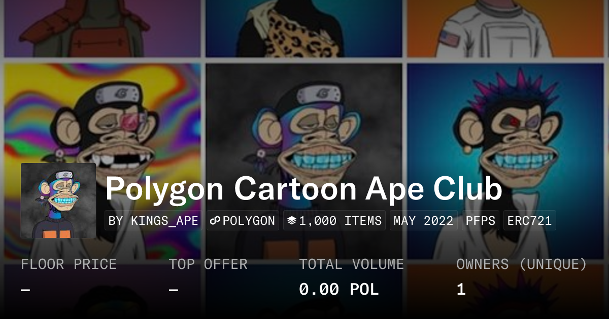 Polygon Cartoon Ape Club - Collection | OpenSea