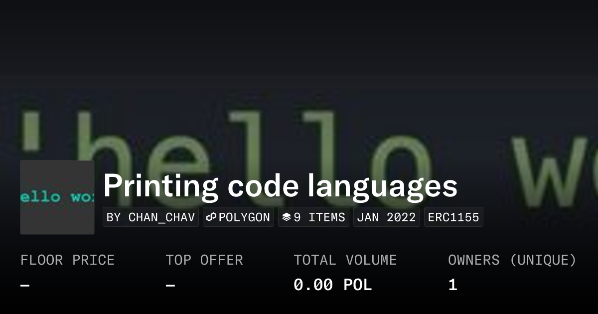 Printing code languages - Collection | OpenSea