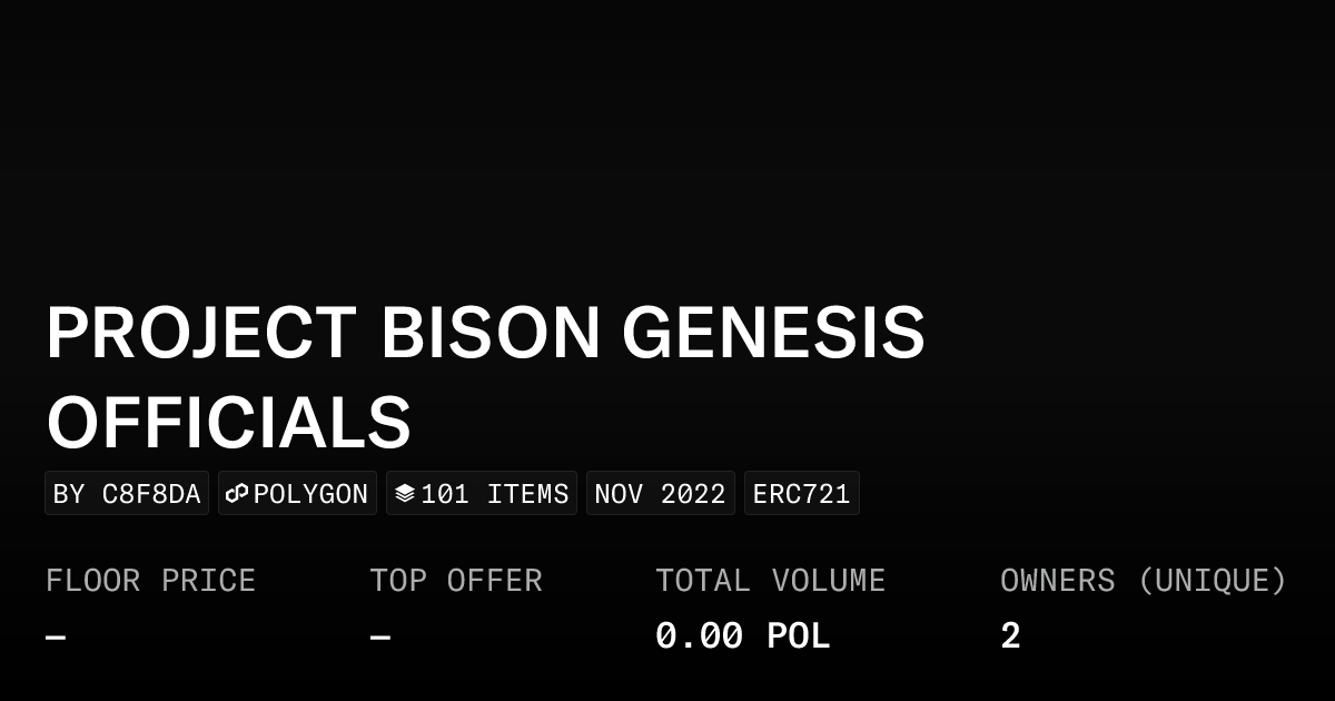 PROJECT BISON GENESIS OFFICIALS - Collection | OpenSea