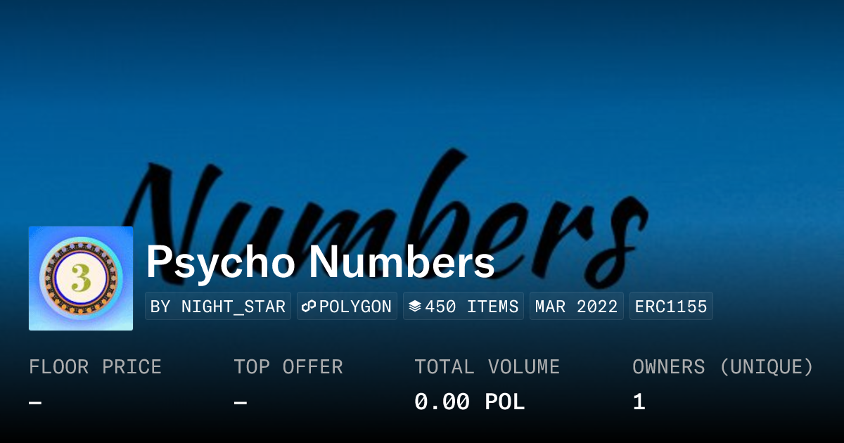 Psycho Numbers - Collection | OpenSea