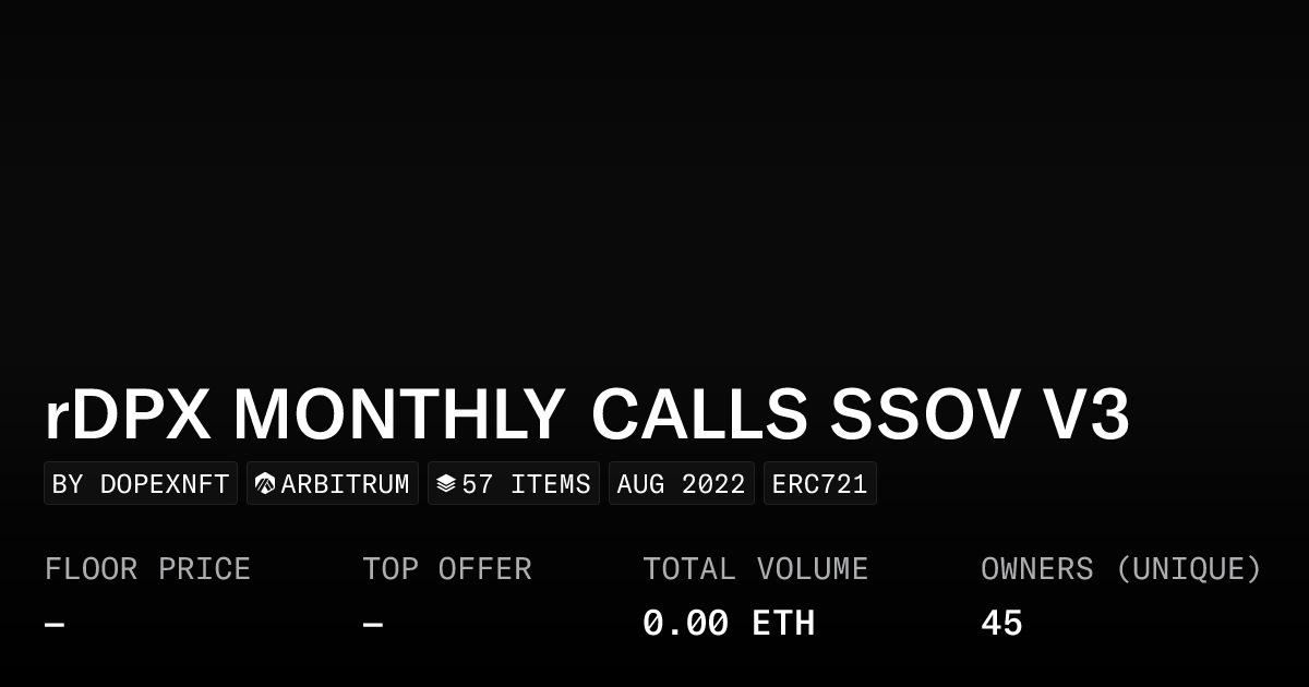 rDPX MONTHLY CALLS SSOV V3 - Collection | OpenSea
