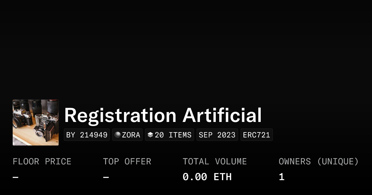 Registration Artificial - Collection | OpenSea
