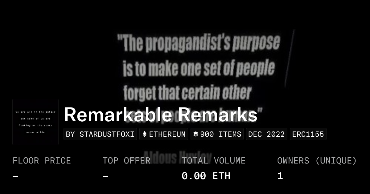 Remarkable Remarks - Collection | OpenSea