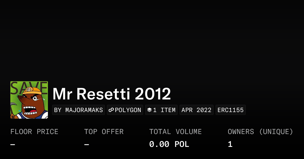 Mr Resetti 2012 - Collection | OpenSea