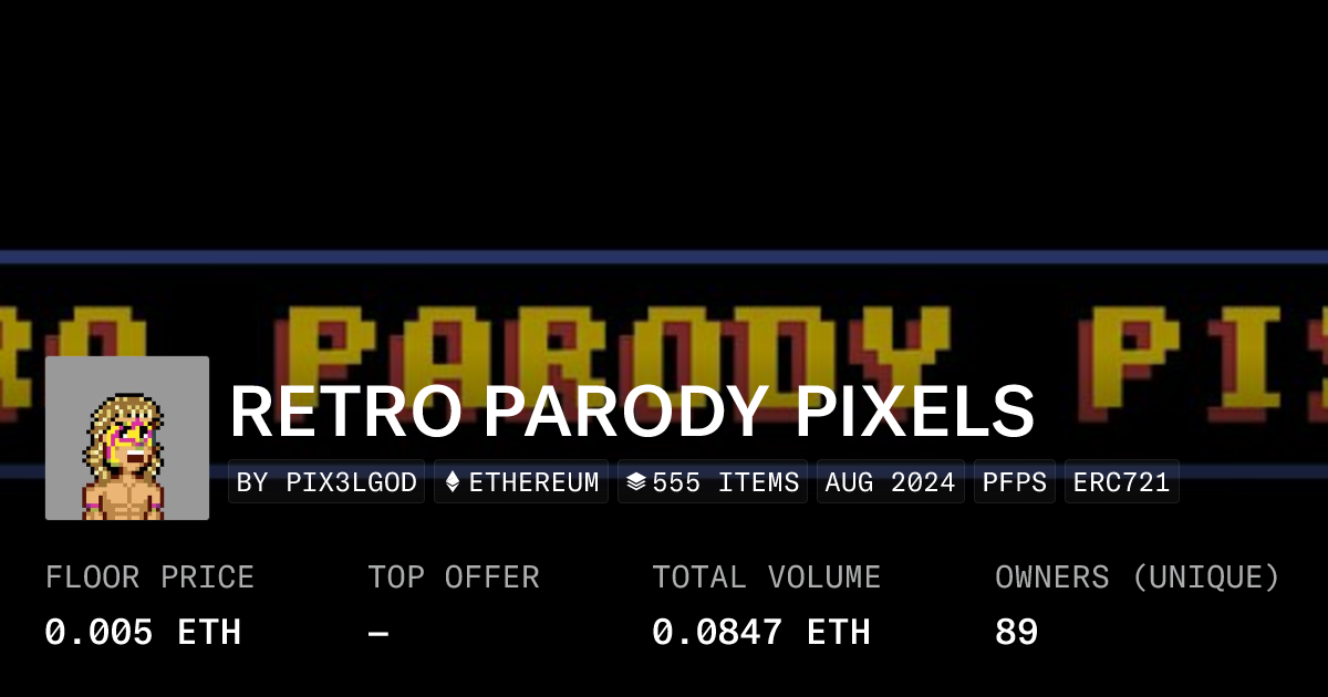 RETRO PARODY PIXELS 1.00 ETH - Collection | OpenSea