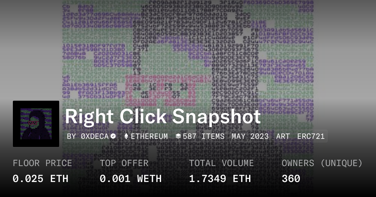 Right Click Snapshot - Collection | OpenSea