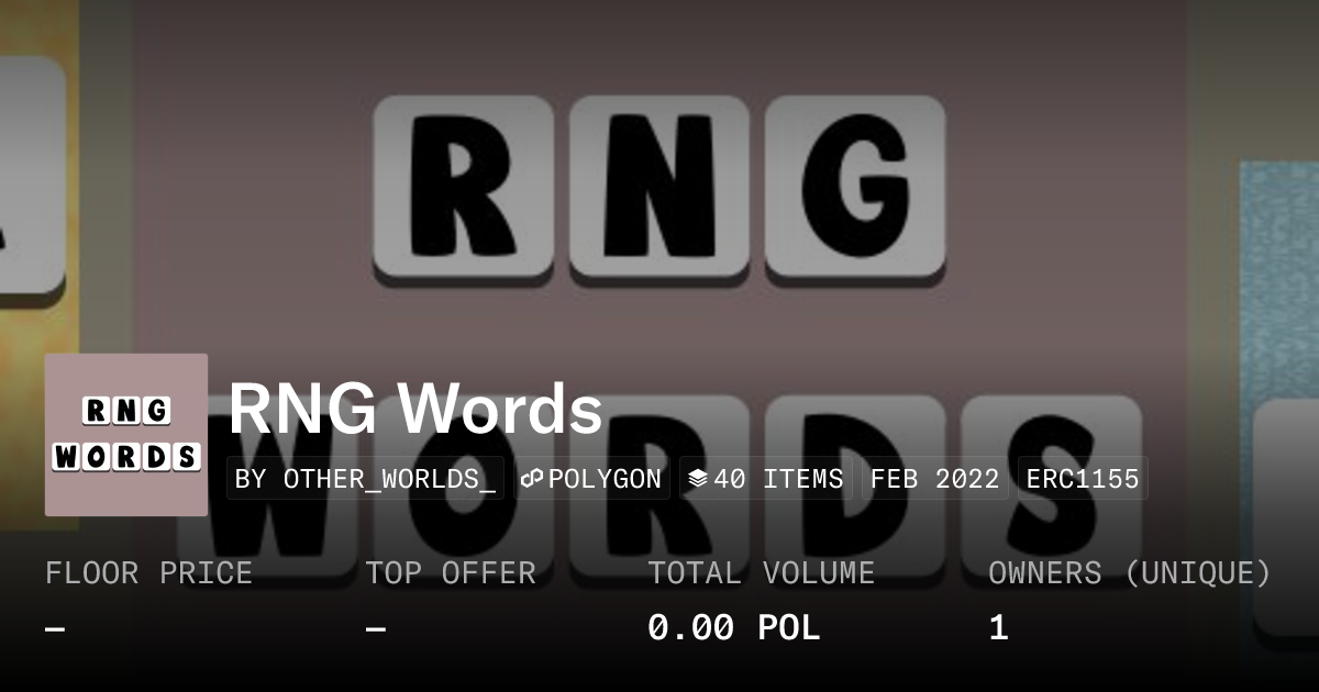RNG Words - Collection | OpenSea