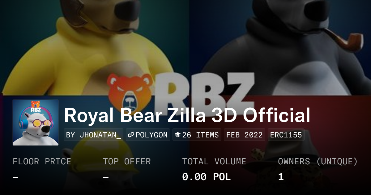Royal Bear Zilla 3D Official - Collection | OpenSea