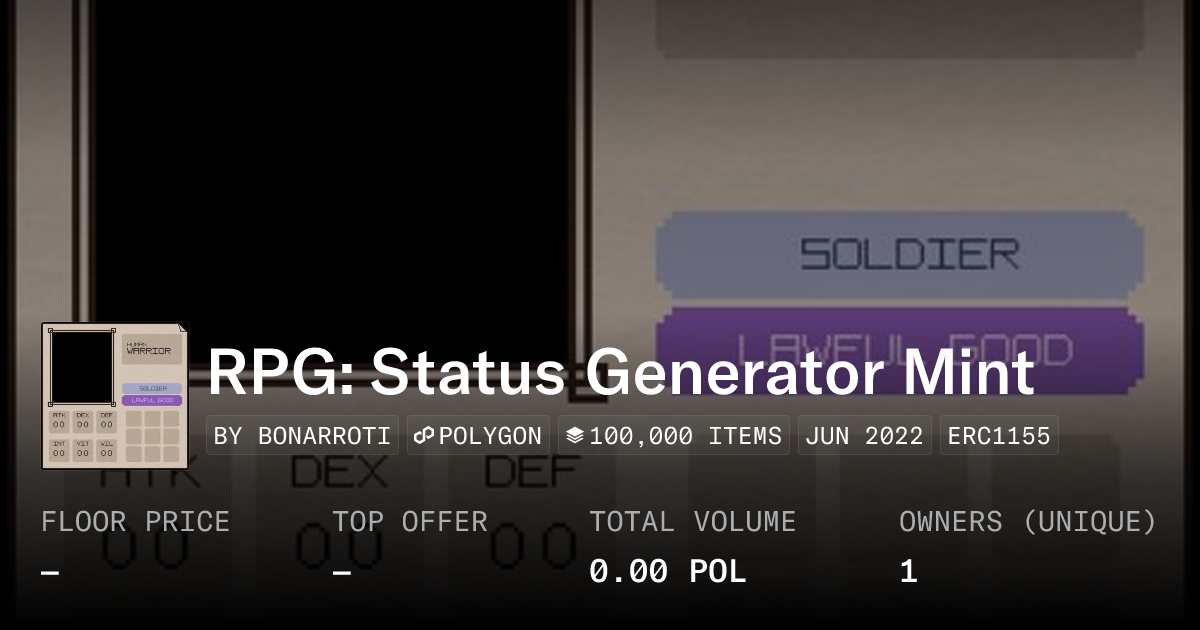 RPG: Status Generator Mint - Collection | OpenSea