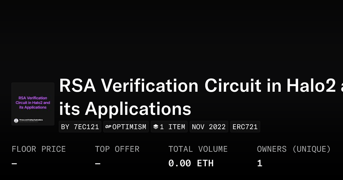 Rsa Verification Circuit In Halo2 And Its Applications Collection Opensea