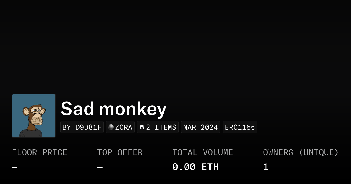 Sad monkey - Collection | OpenSea